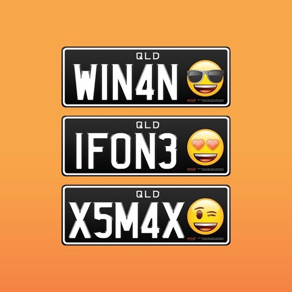 Registration Number Plates With Emojis For Vehicles In Queensland ...