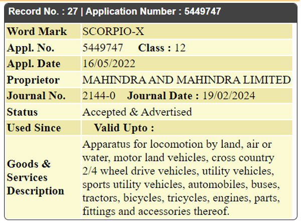 Mahindra Scorpio X Name Trademarked – Check Out Launch Details Here ...