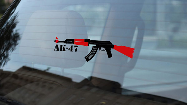 AK-47 sticker finedஏகே47 ரக துப்பாக்கி ஸ்டிக்கரை காரில் ஒட்டியவருக்கு ...