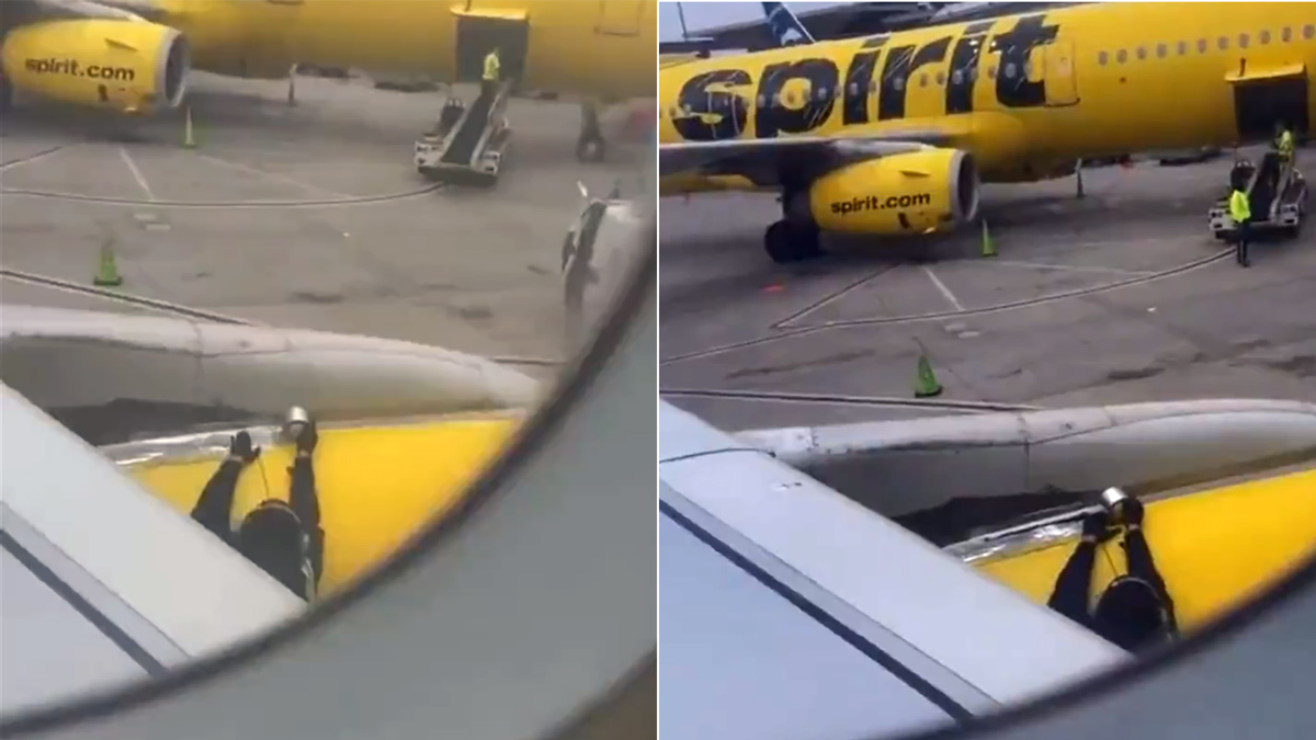 Spirit Airlines Technician Caught Taping Plane Wings டேப்-ஆல் ...