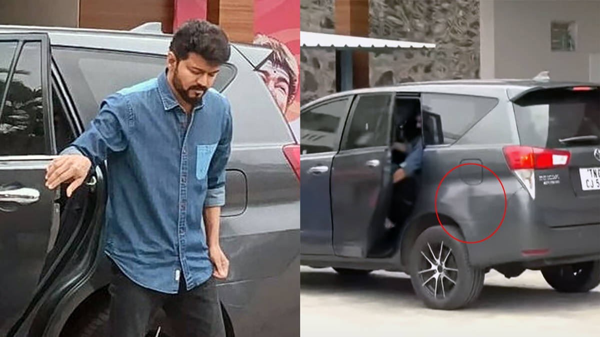 Actor Vijay Came In Crumpled Toyota Innova Car : நடிகர் விஜய்க்கு இந்த ...