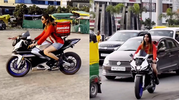Zomato Delivery Girl Riding Yamaha R15: தேவதை! ஜொமோட்டோ-ல வேலை செய்யற ...