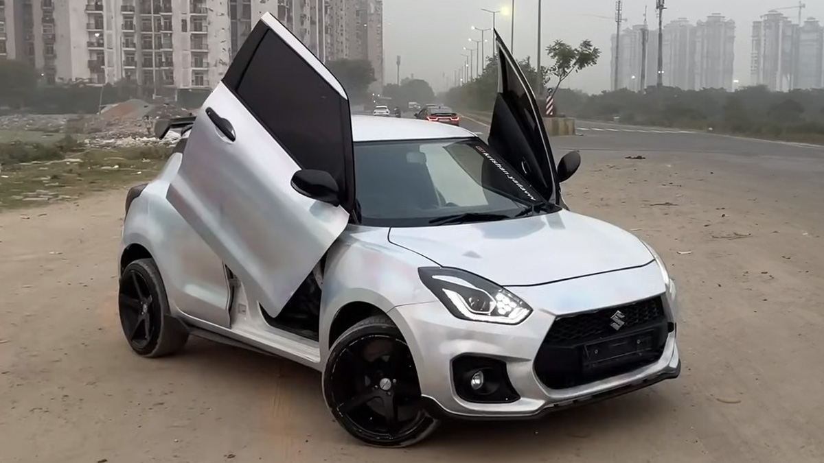 Maruti Suzuki Swift Modified With Lamborghini Style Scissor Doors: லம்போர்கினி காராக மாறிய ...