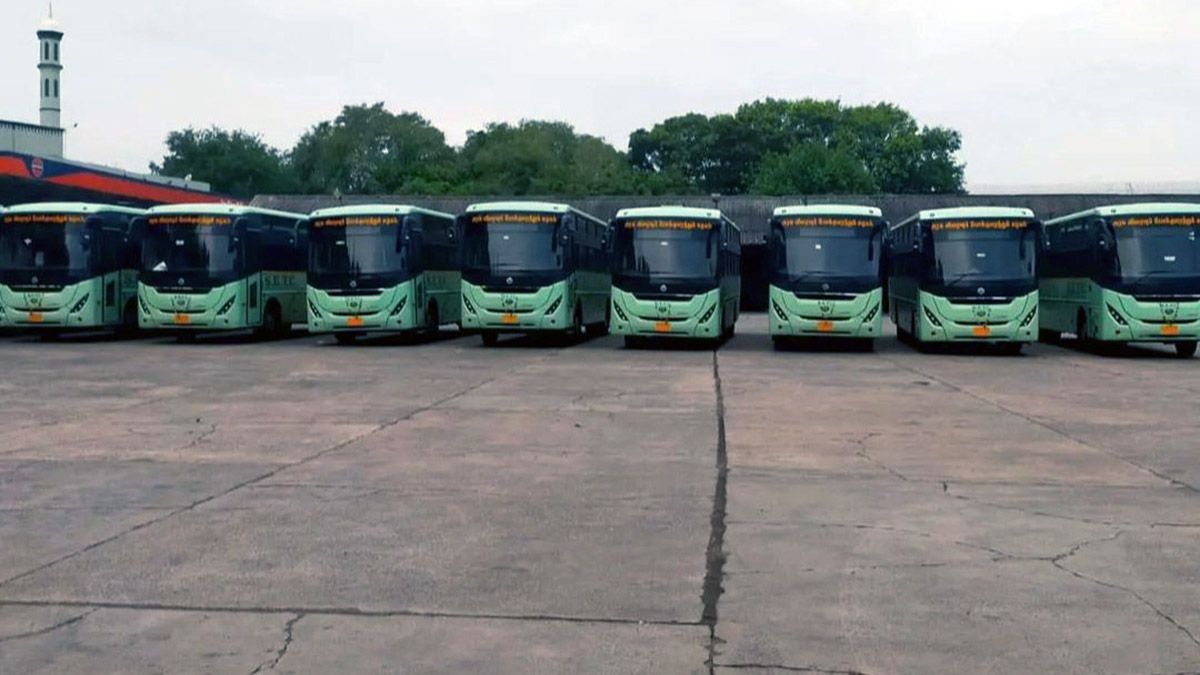 SETC New BS6 Bus - பச்சை நிறத்தில் வரிசை கட்டி நிற்கும் புதிய பஸ்கள் ...