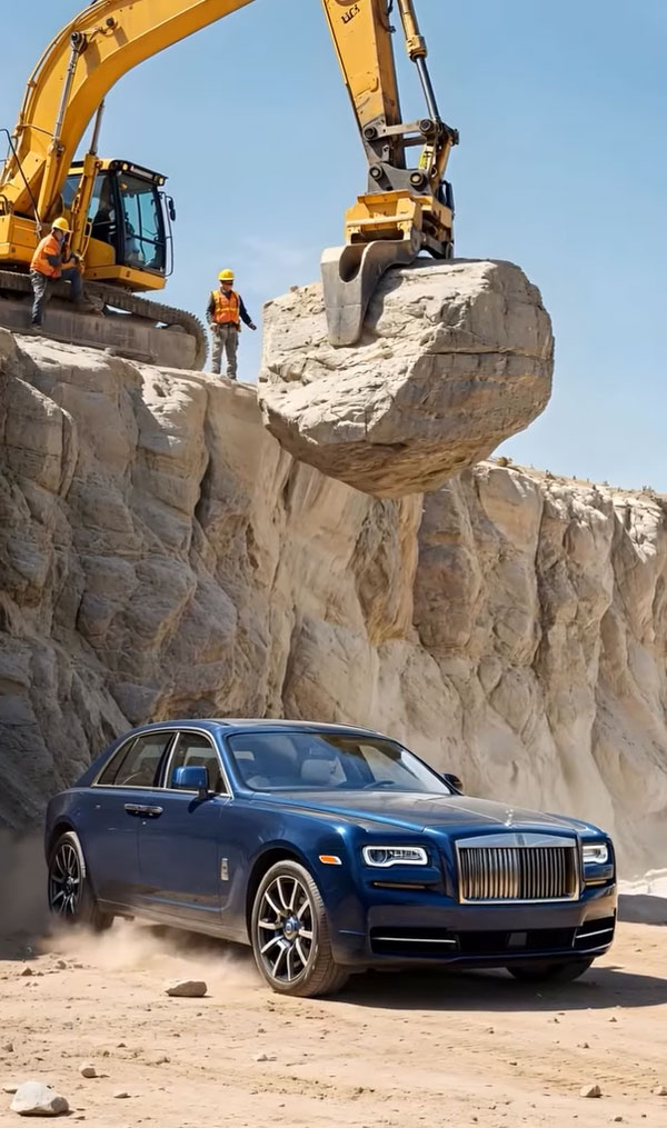 Rolls Ryce Stone Drop Test AI Video -பெரிய பாறையே விழுந்தும் ரோல்ஸ் ...