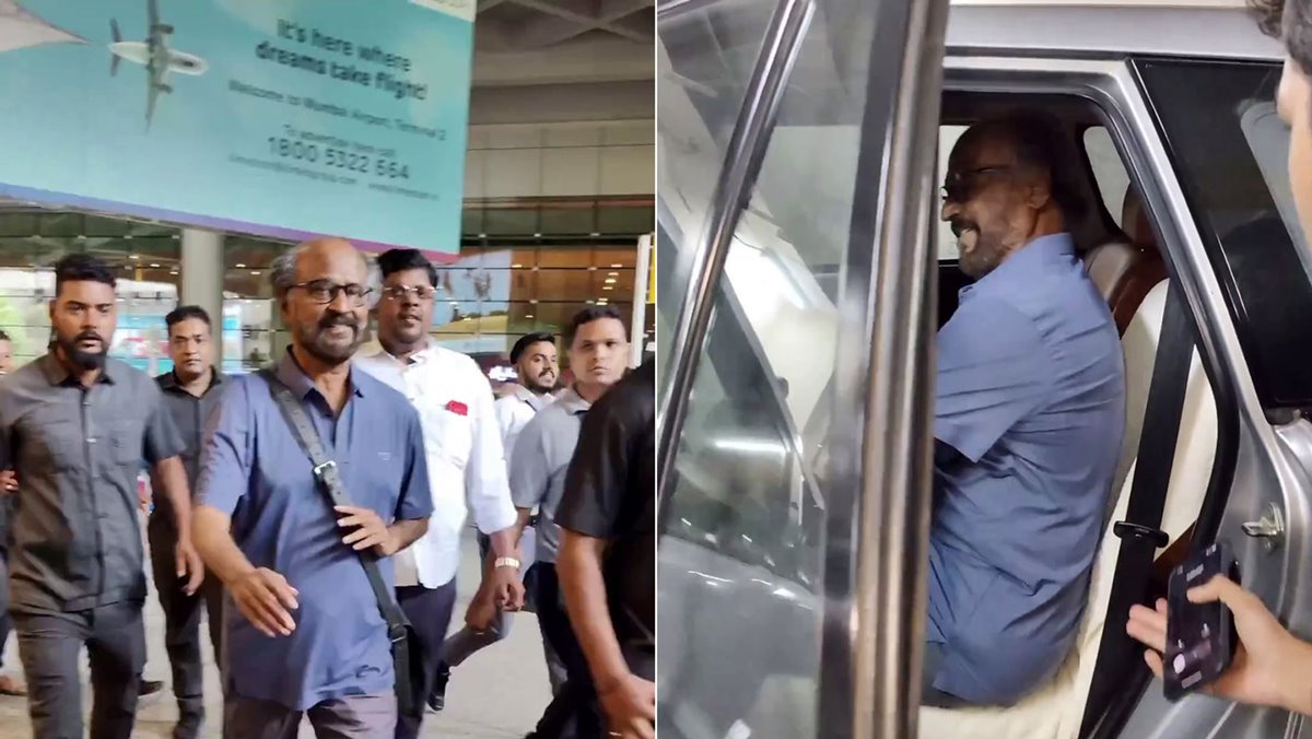 Rajinikanth simplicity సూపర్‌స్టార్‌ రజనీకాంత్ ముంబయి ఎయిర్‌పోర్ట్ ...